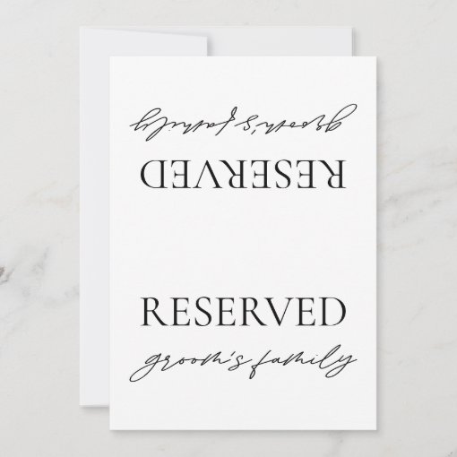 Modern White Wedding Reserved Table Tent Sign Invitation | Zazzle