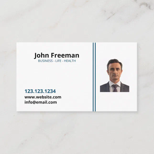 Modern White with Blue Lines Insurance Agent Business Card | Zazzle