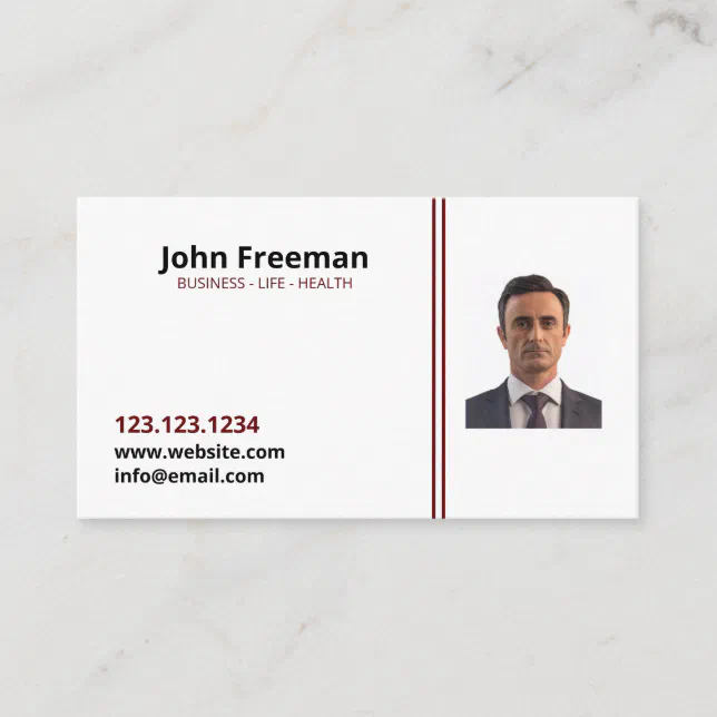Modern White with Red Lines Insurance Agent Business Card | Zazzle