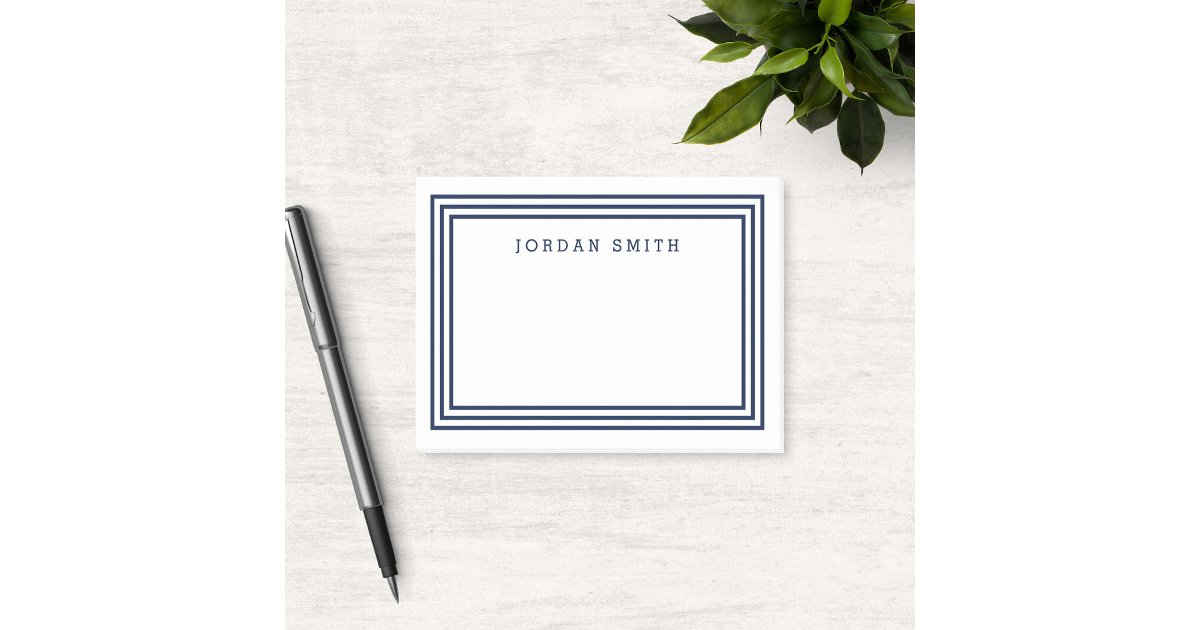 Modern White with Triple Navy Blue Borders Post-it Notes | Zazzle