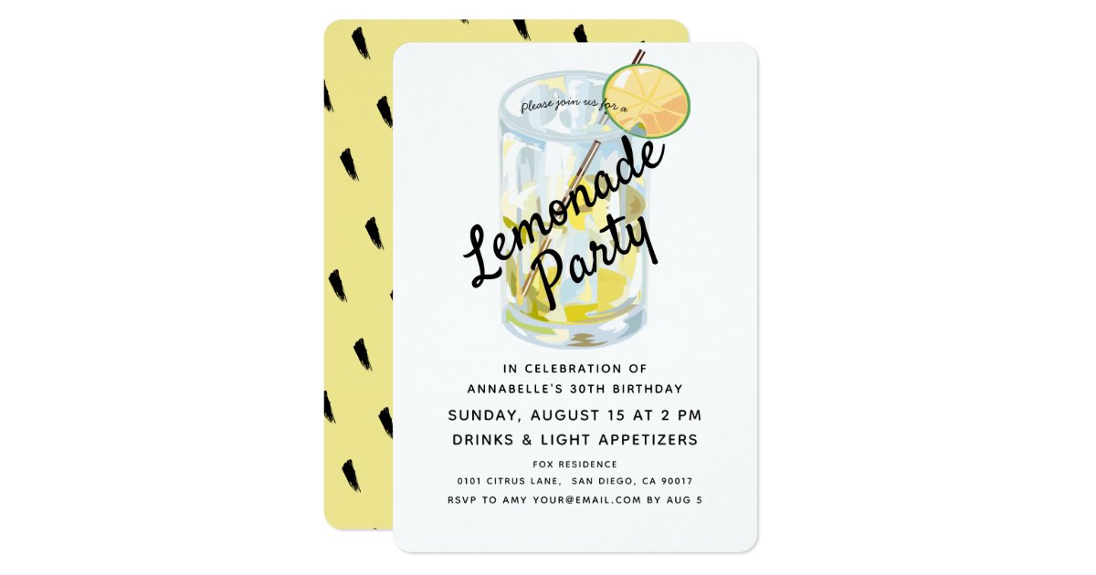 Modern White & Yellow Lemonade Party Invitation | Zazzle.com