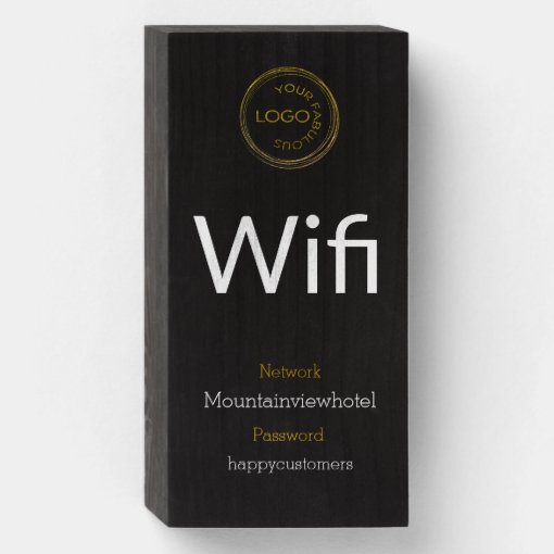 Modern Wifi Network Password Business black Wooden Box Sign | Zazzle