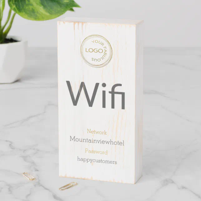 Modern Wifi Network Password Business Wooden Box Sign | Zazzle