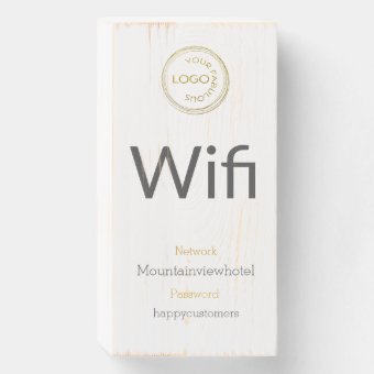 Modern Wifi Network Password Business Wooden Box Sign | Zazzle