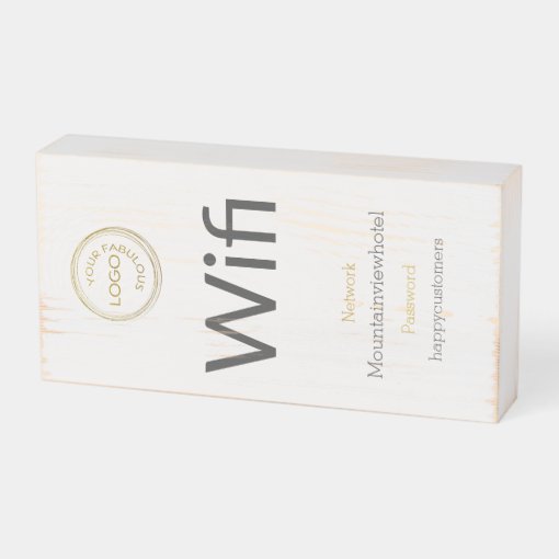 Modern Wifi Network Password Business Wooden Box Sign | Zazzle