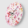 Modern Wild Flower Watercolor Large Clock | Zazzle