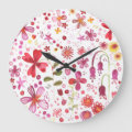 Modern Wild Flower Watercolor Large Clock | Zazzle