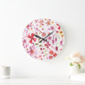 Modern Wild Flower Watercolor Large Clock | Zazzle
