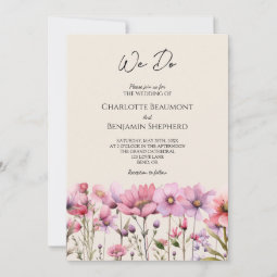 Modern Wildflower Beige We Do Wedding Invitation | Zazzle