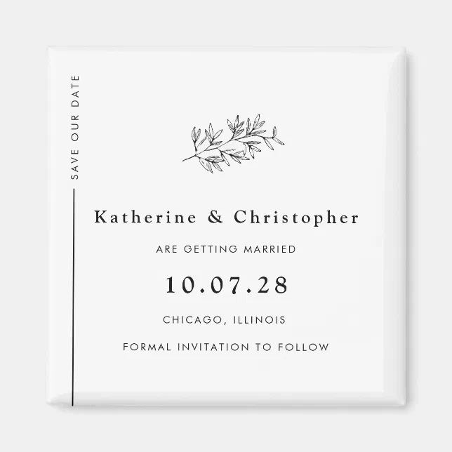 Modern Wildflower Line Art Save the Date Magnet | Zazzle