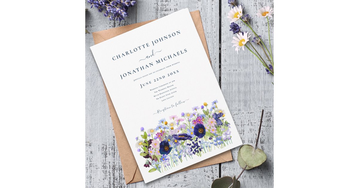 Modern Wildflower Meadow Invitation | Zazzle