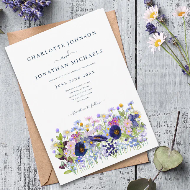 Modern Wildflower Meadow Invitation | Zazzle