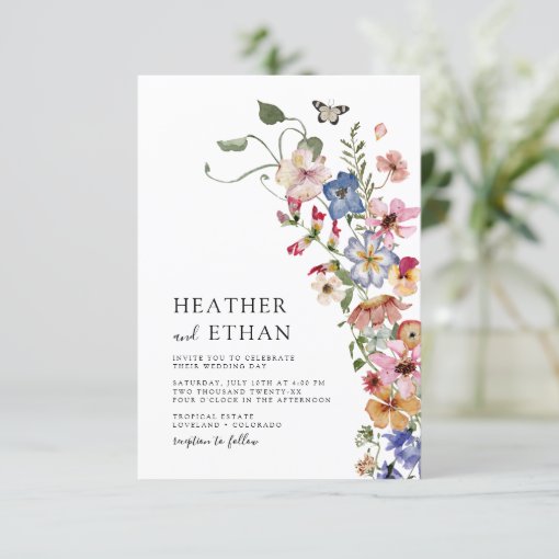 Modern Wildflower Wedding Invitation | Zazzle
