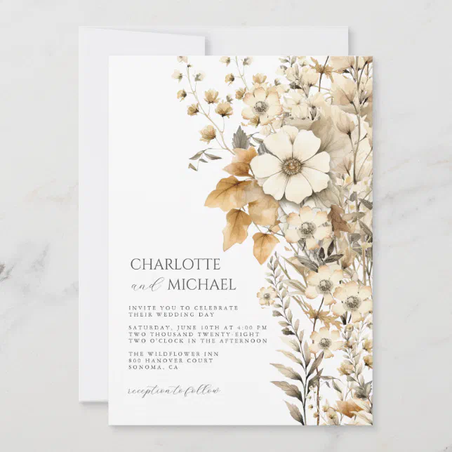 Modern Wildflower Wedding Invitation | Zazzle