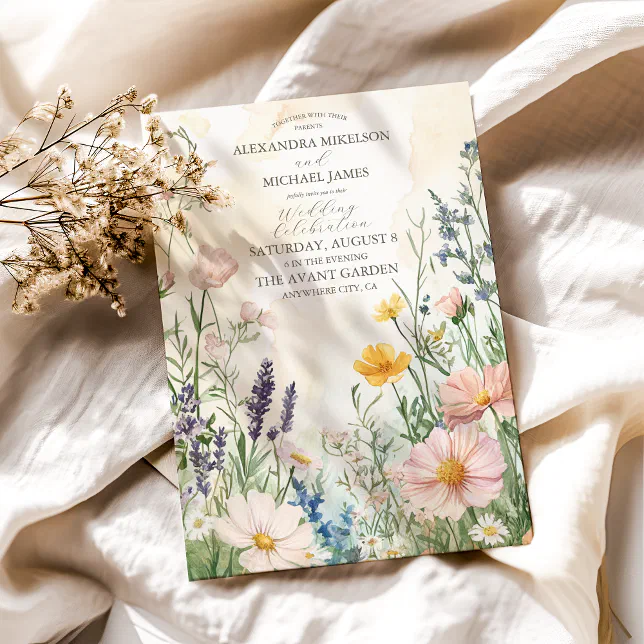 Modern Wildflower Wedding Invitation | Zazzle