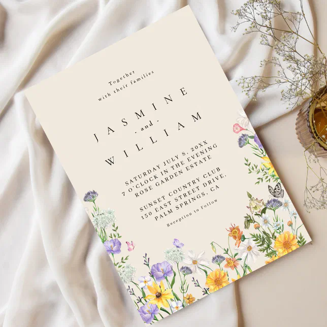 Modern Wildflower Wedding Invitation | Zazzle
