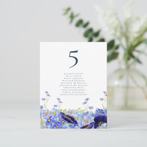 Modern Wildflower Wedding Table Number Chart | Zazzle