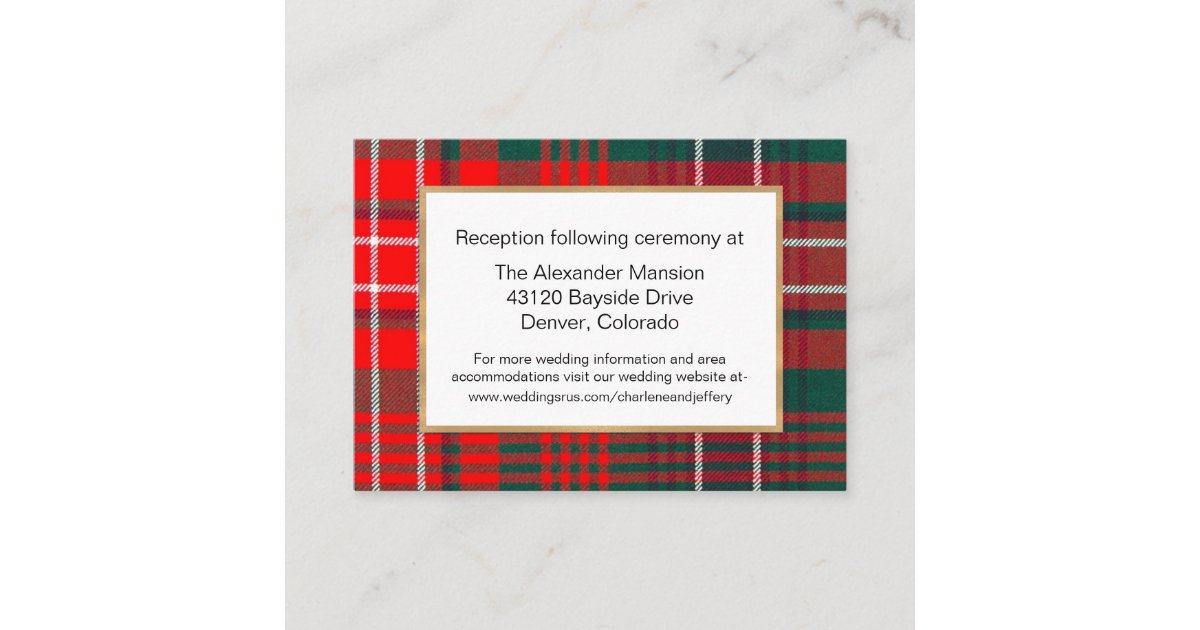 Modern Wilson Tartan Plaid Wedding Enclosure Card | Zazzle