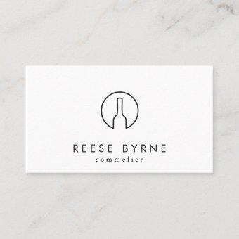 Modern Wine Bottle Logo Sommelier White Business Card | Zazzle