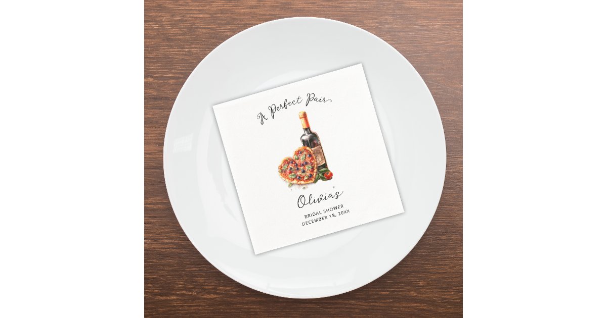 Modern Wine & Pizza Perfect Pair Rehearsal Dinner Napkins | Zazzle