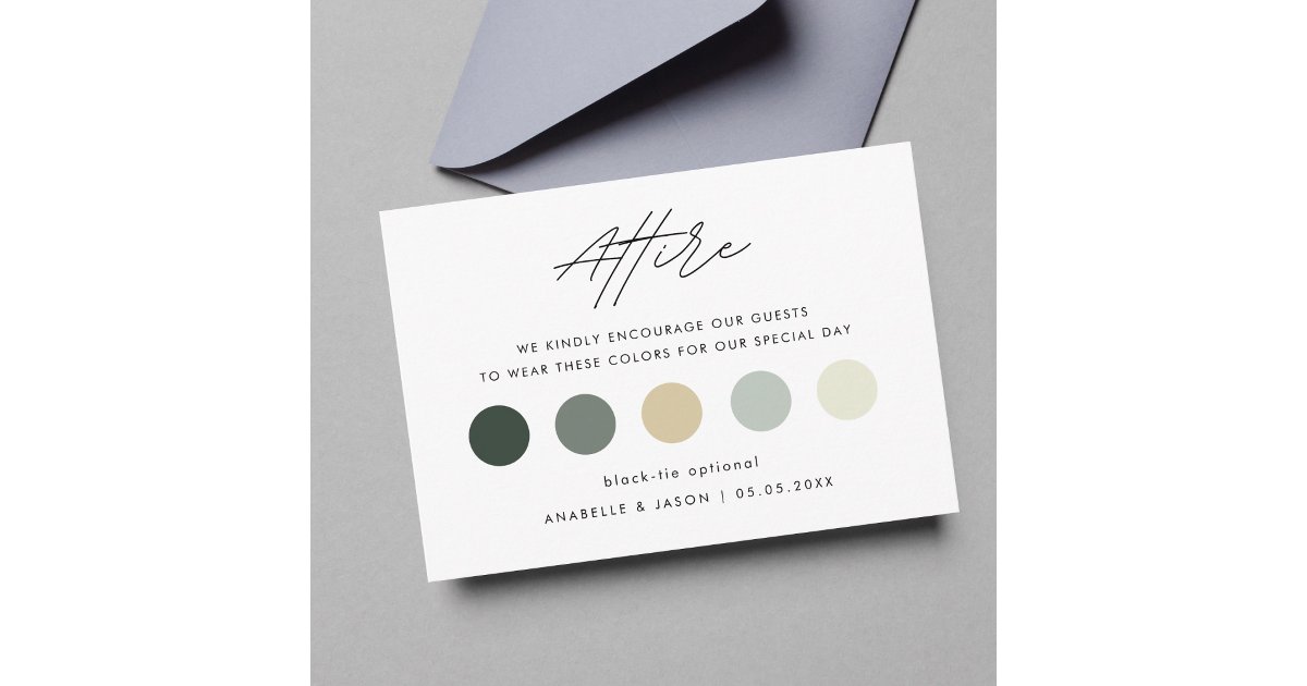 Modern Winter Color Palette Wedding Guest Attire Enclosure Card | Zazzle