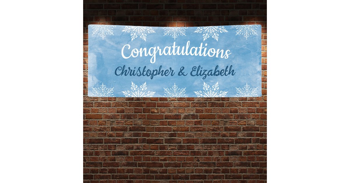 Modern Winter Congratulations Engagement Wedding Banner | Zazzle