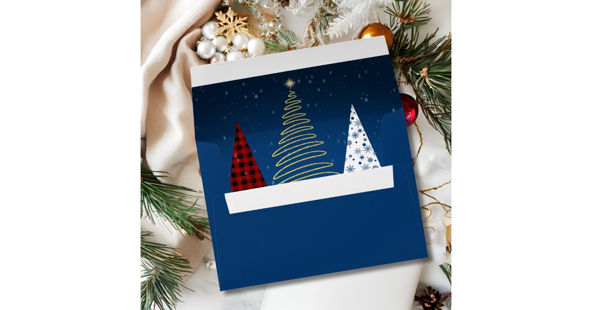Modern Winter Happy Holiday Trees Envelope | Zazzle