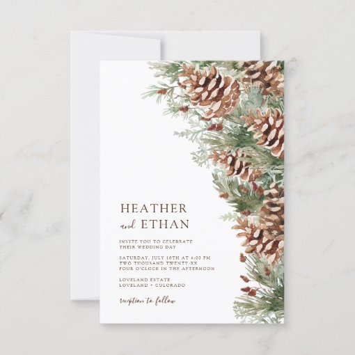Modern Winter Pine Wedding Invitation | Zazzle