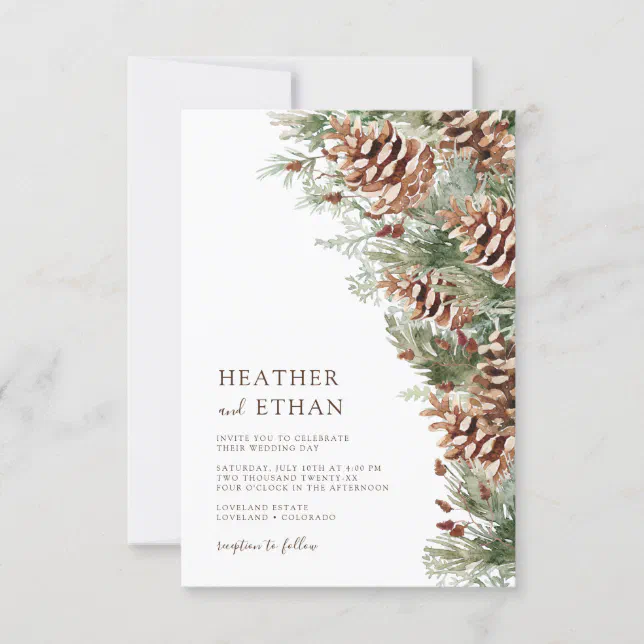 Modern Winter Pine Wedding Invitation | Zazzle