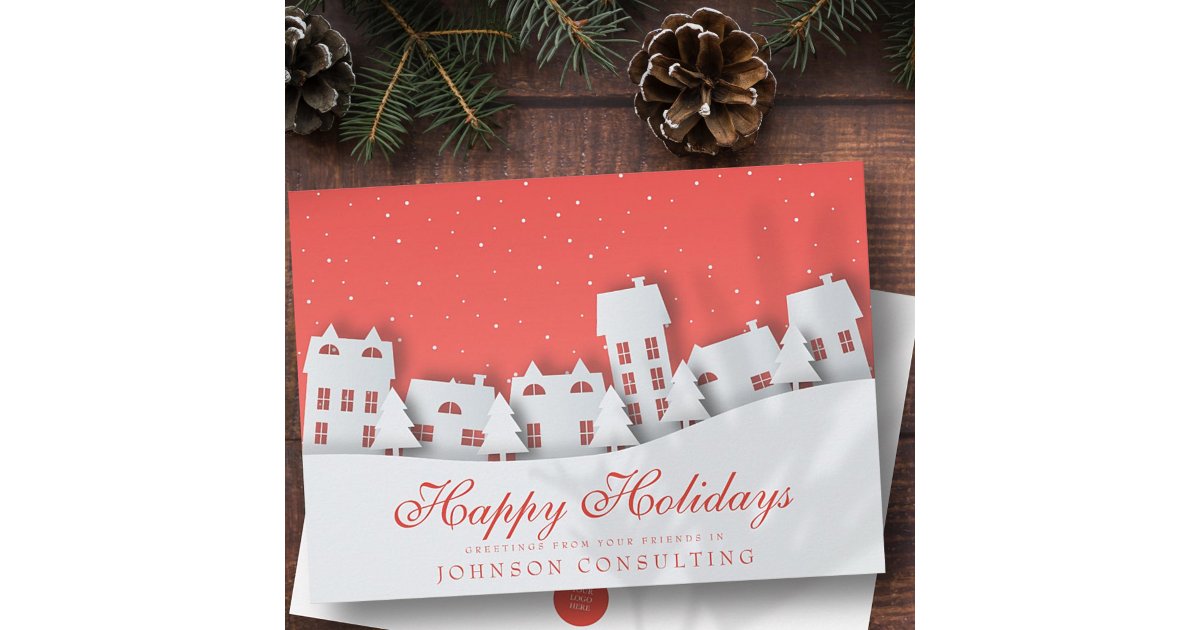 Modern Winter Scene | Holiday Greetings | Zazzle
