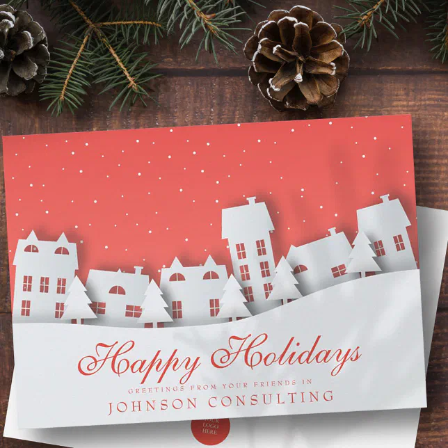 Modern Winter Scene | Holiday Greetings | Zazzle