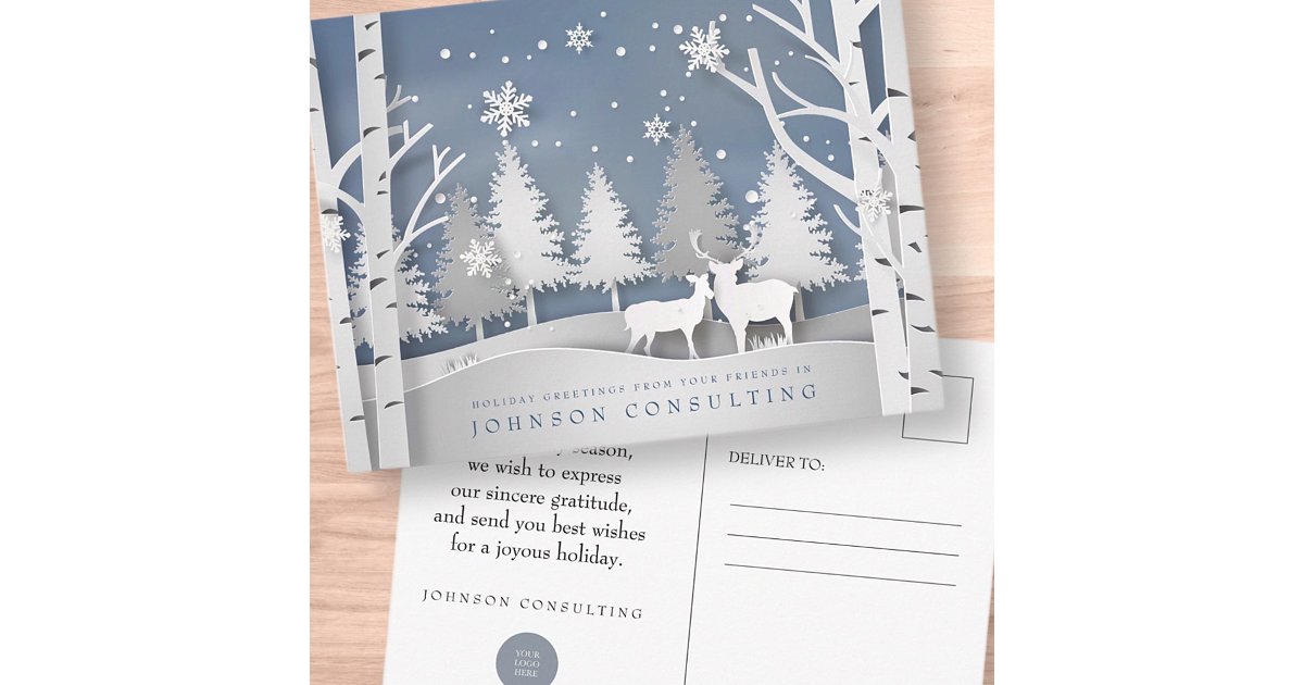 Modern Winter Scene | Holiday Greetings Postcard | Zazzle