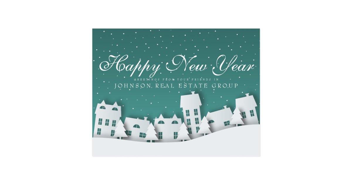 Modern Winter Scene | New Year's Greetings Postcard | Zazzle.com