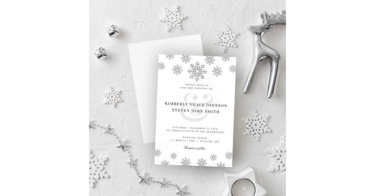 Modern Winter Snowflake Wedding Invitation | Zazzle