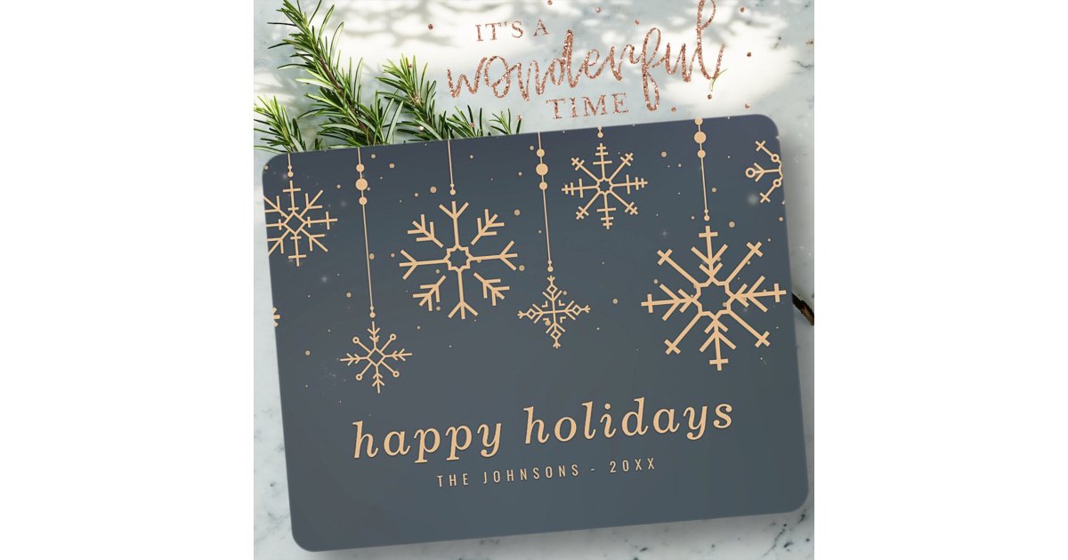 Modern Winter Snowflakes Christmas Holiday Card | Zazzle