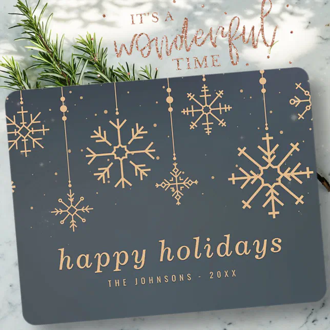 Modern Winter Snowflakes Christmas Holiday Card | Zazzle