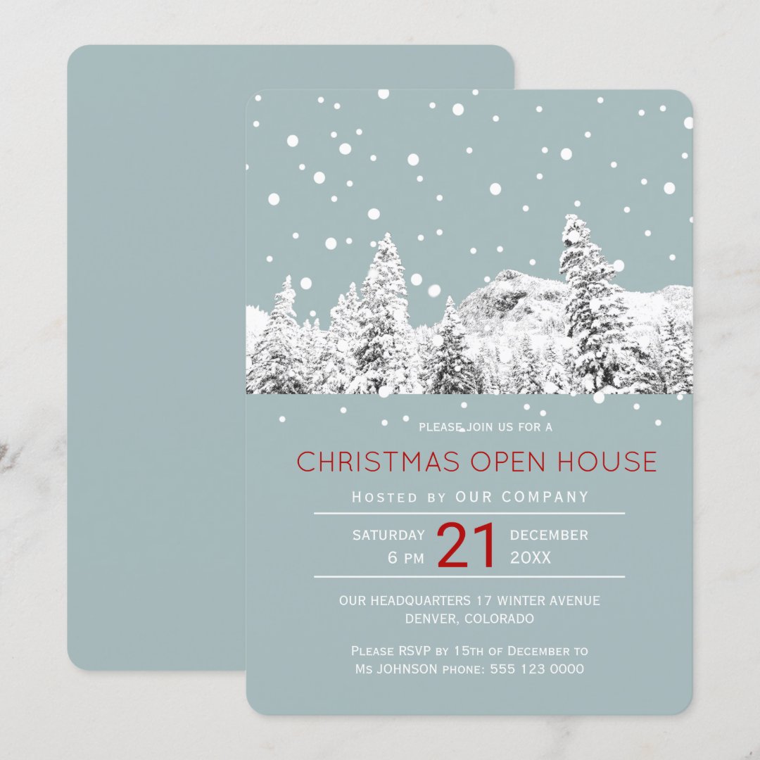 Modern winter wonderland Christmas open house Invitation | Zazzle
