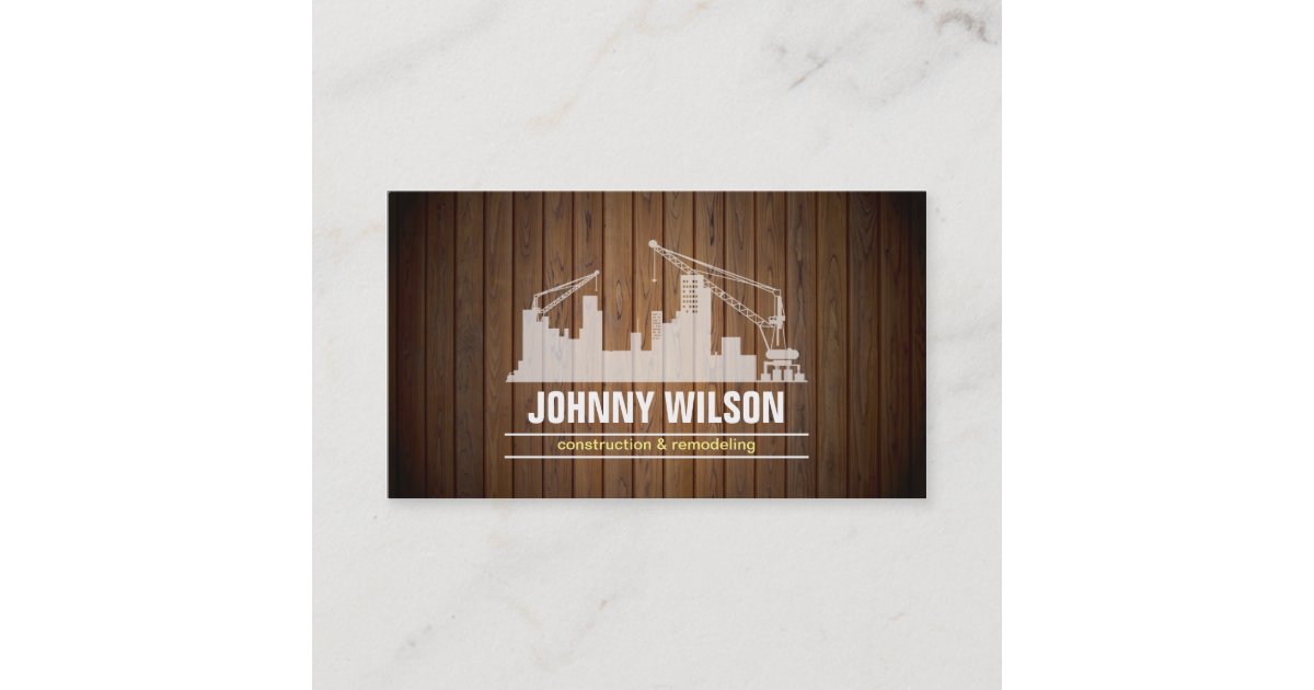 Modern Wood Background Construction Business Card | Zazzle