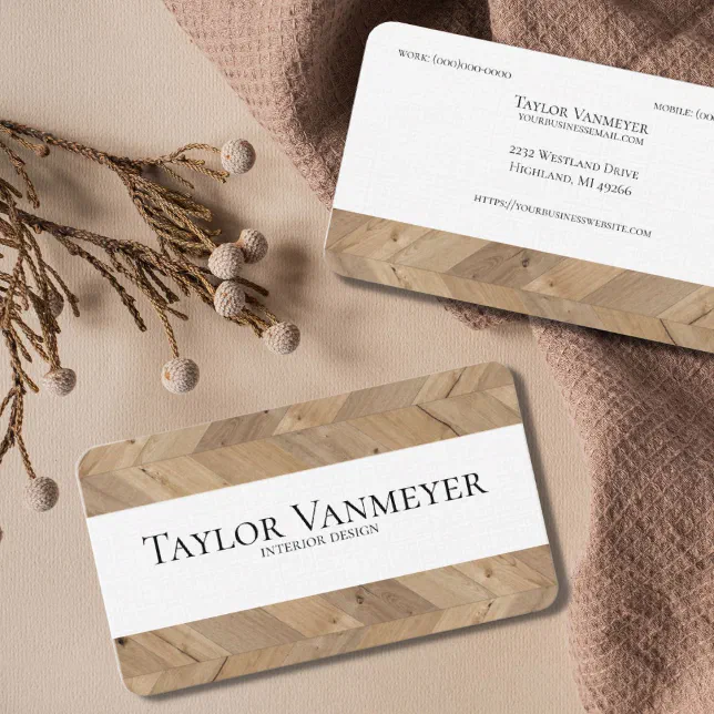 Modern Wood Chevron Pattern Business Cards | Zazzle