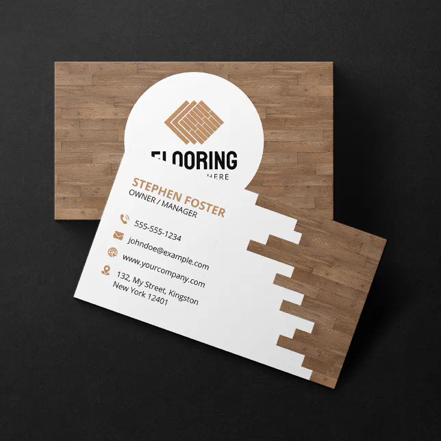 Modern Wood Flooring Tile Service Home Improvement Business Card | Zazzle