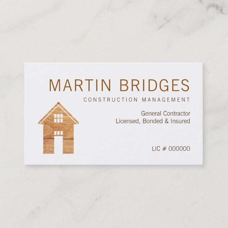 Modern Wood General Construction Business Cards | Zazzle