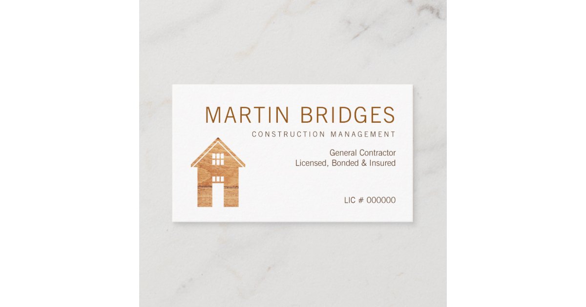 Modern Wood General Construction Business Cards | Zazzle