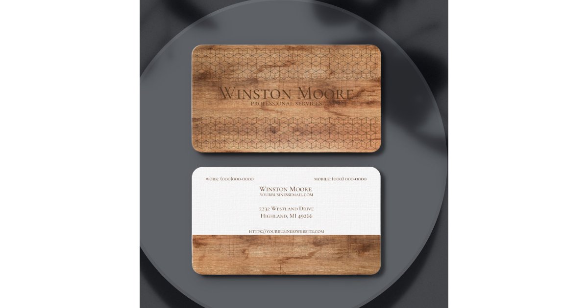 Modern Wood Geometric Pattern Business Cards | Zazzle