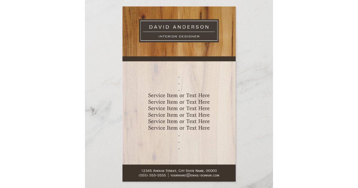 Modern Wood Grain Professional Classy Flyer | Zazzle