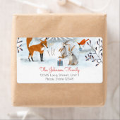 Modern Woodland Blue & white Fox Animal Christmas Label | Zazzle