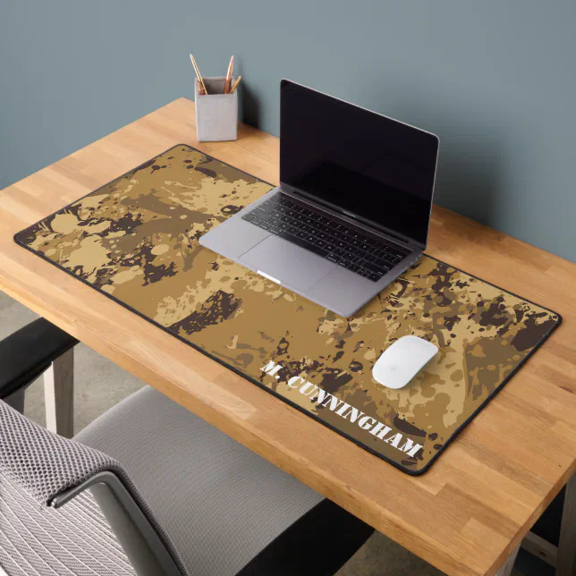 Modern Woodland Camo Camouflage Pattern Name Desk Mat | Zazzle