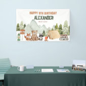 Modern Woodland Happy Camper Camping Kids Birthday Banner | Zazzle