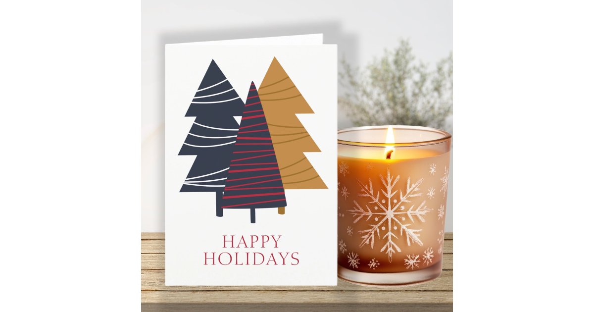 Modern Woodland Tree Themed Christmas Personalized Holiday Card | Zazzle