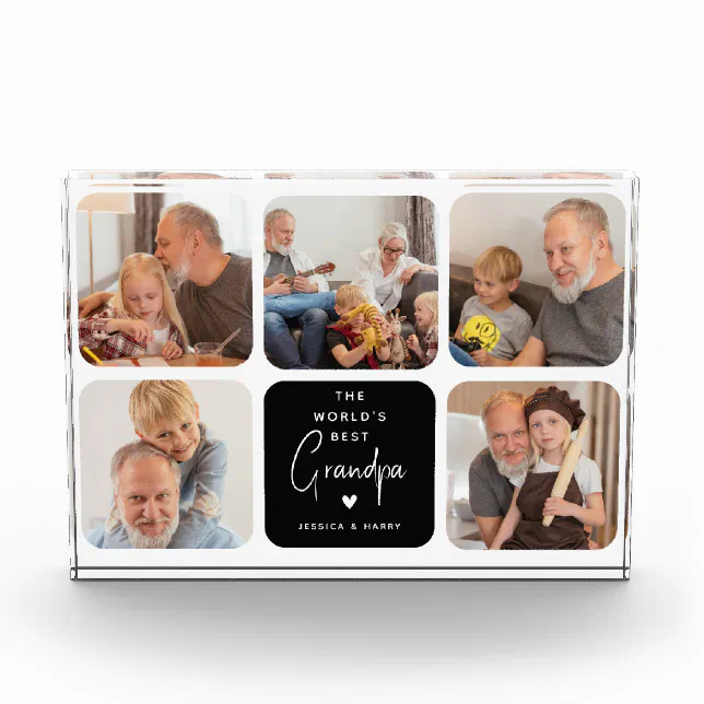 Modern World's Best Grandpa Photo Collage | Zazzle