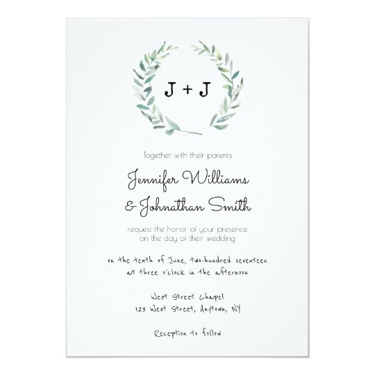 Modern wreath wedding invitations | Zazzle.com